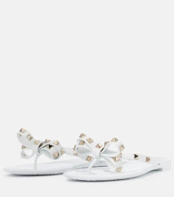 Valentino Garavani Rockstud Pvc Thong Sandals - White