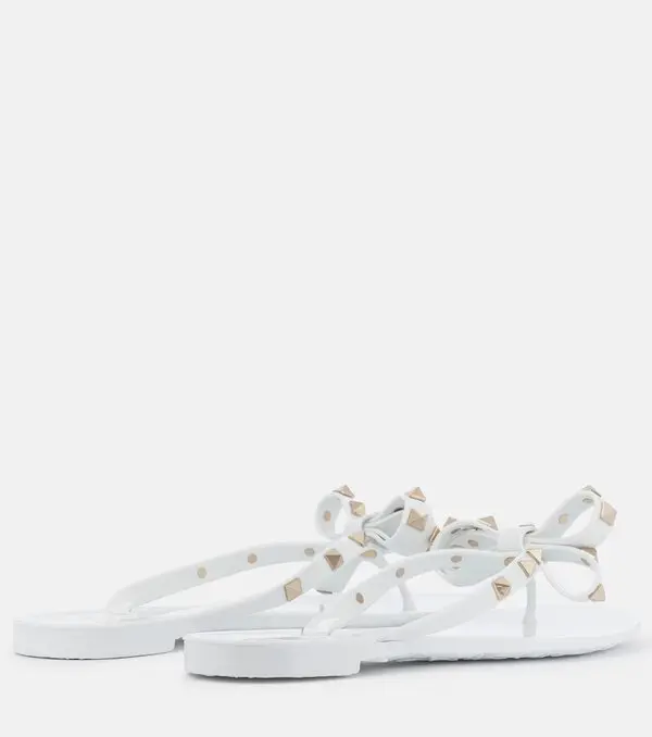 Valentino Garavani Rockstud Pvc Thong Sandals - White