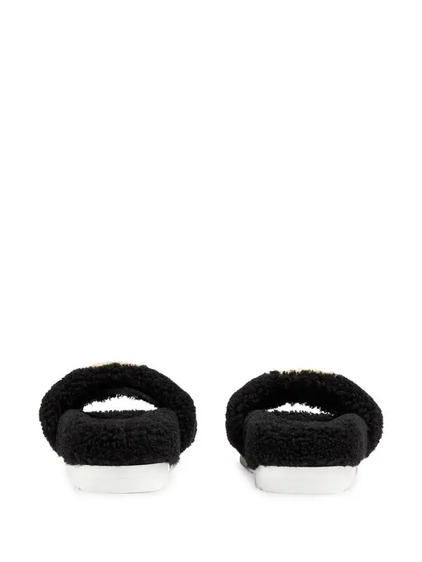 Gucci Interlocking G Shearling Slides - Black