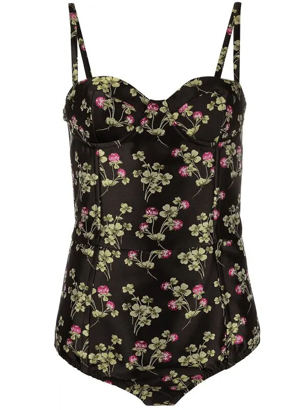 Red Valentino Floral-print Boned Bodysuit