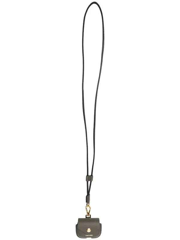TOM FORD Logo Print Leather Airpods Case With Neck Strap