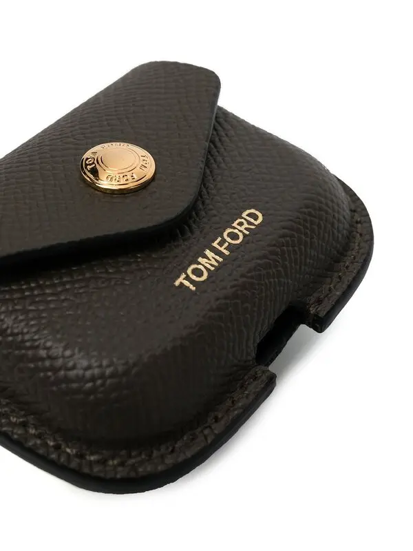 TOM FORD Logo Print Leather Airpods Case With Neck Strap