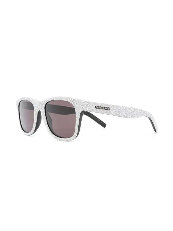 Saint Laurent Glitter-Effect Square Sunglasses - Silver  display picture 1