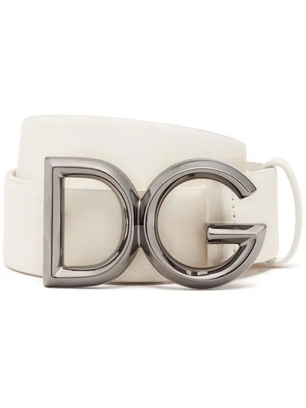 Dolce & Gabbana Logo-plaque Adjustable Belt - White