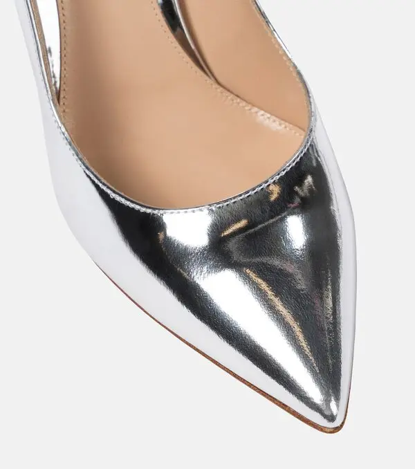 GIANVITO ROSSI 105 Metallic Leather Pumps - Silver