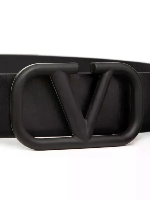 Valentino Garavani Vlogo Signature Leather Belt - Black