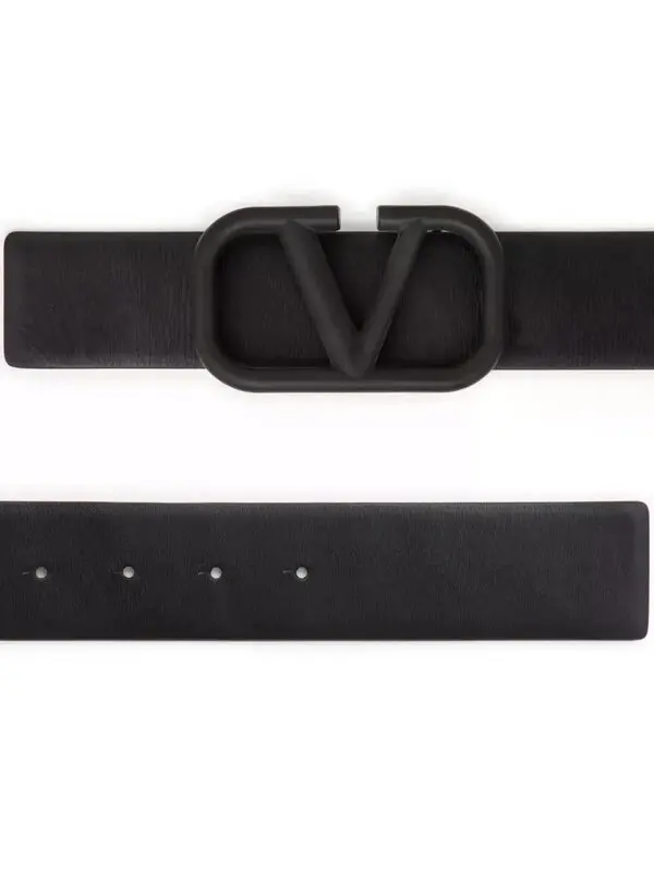 Valentino Garavani Vlogo Signature Leather Belt - Black