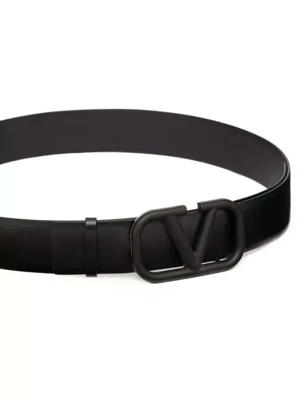 Valentino Garavani Vlogo Signature Leather Belt - Black