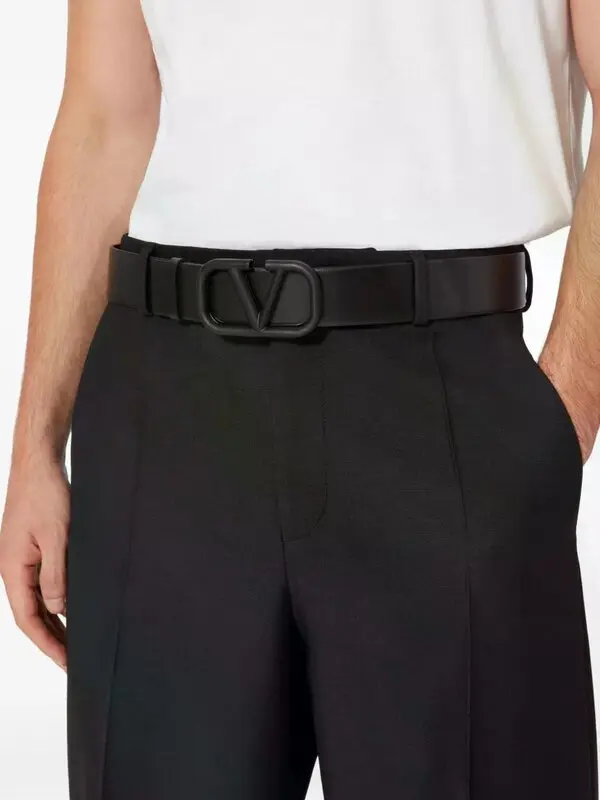 Valentino Garavani Vlogo Signature Leather Belt - Black