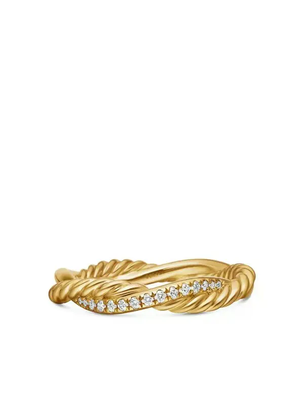 David Yurman 18kt Yellow Petite Infinity Diamond Band Ring - Gold