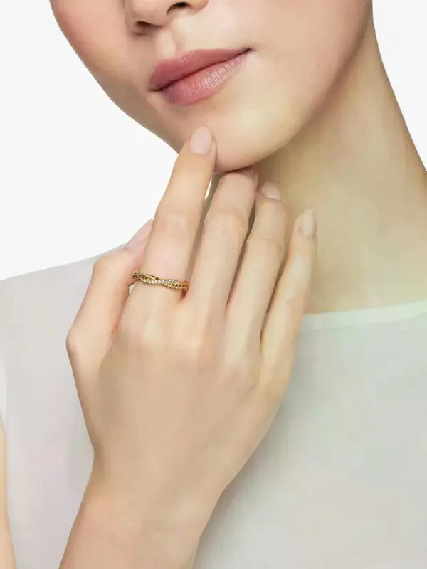 David Yurman 18kt Yellow Petite Infinity Diamond Band Ring - Gold