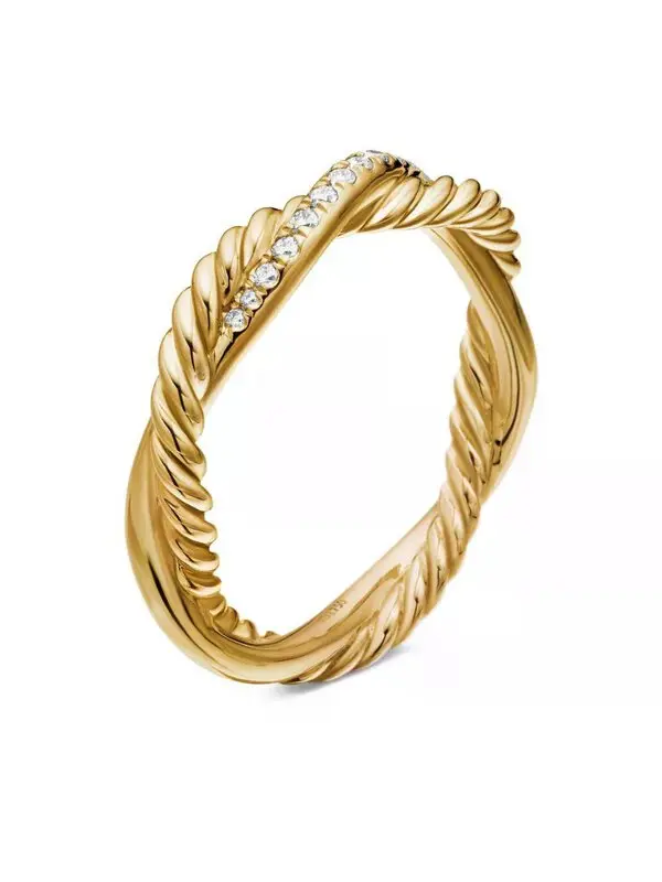 David Yurman 18kt Yellow Petite Infinity Diamond Band Ring - Gold