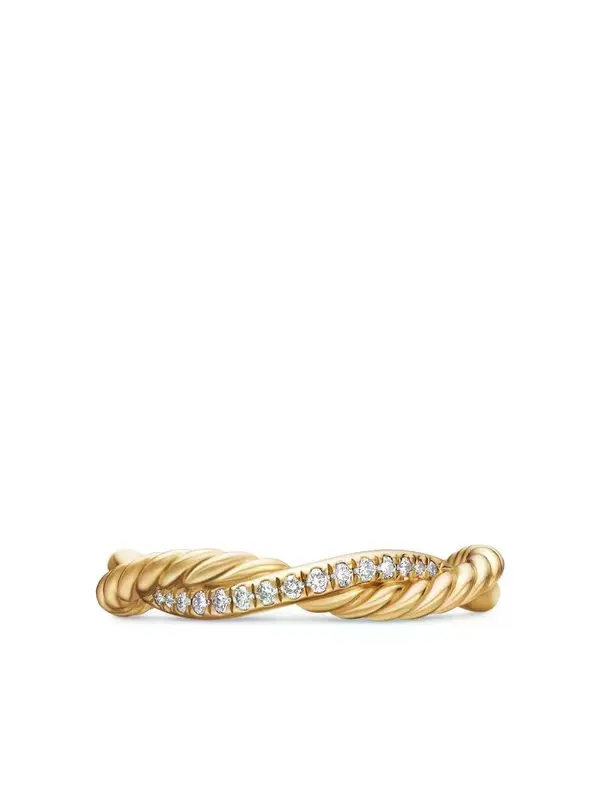 David Yurman 18kt Yellow Petite Infinity Diamond Band Ring - Gold