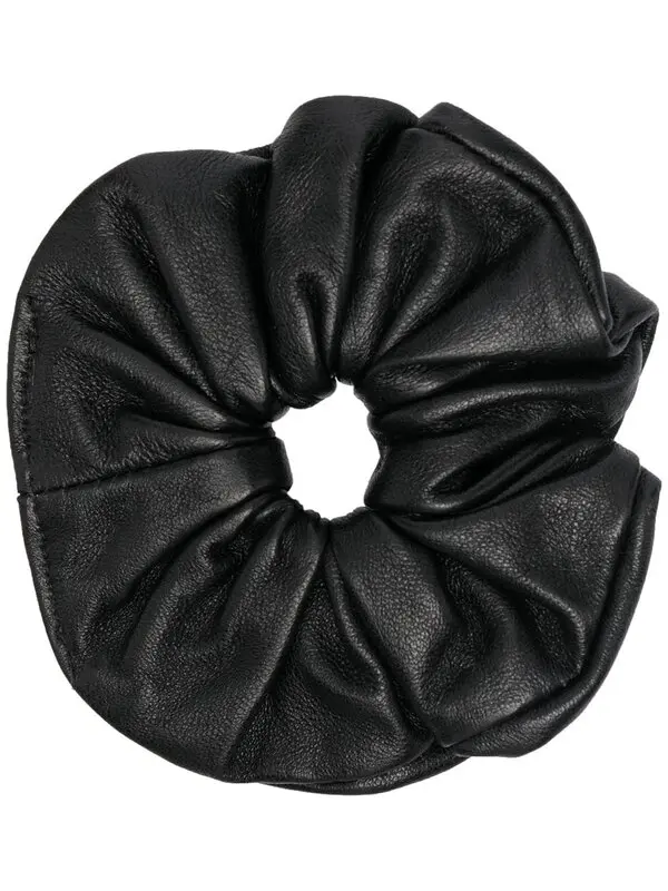 MANOKHI Leather Scrunchie - Black