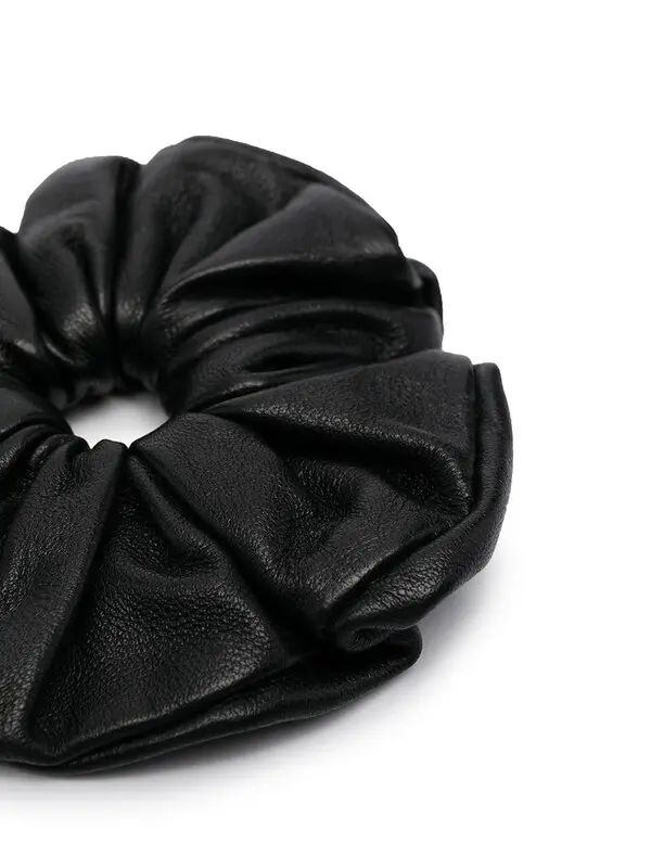 MANOKHI Leather Scrunchie - Black