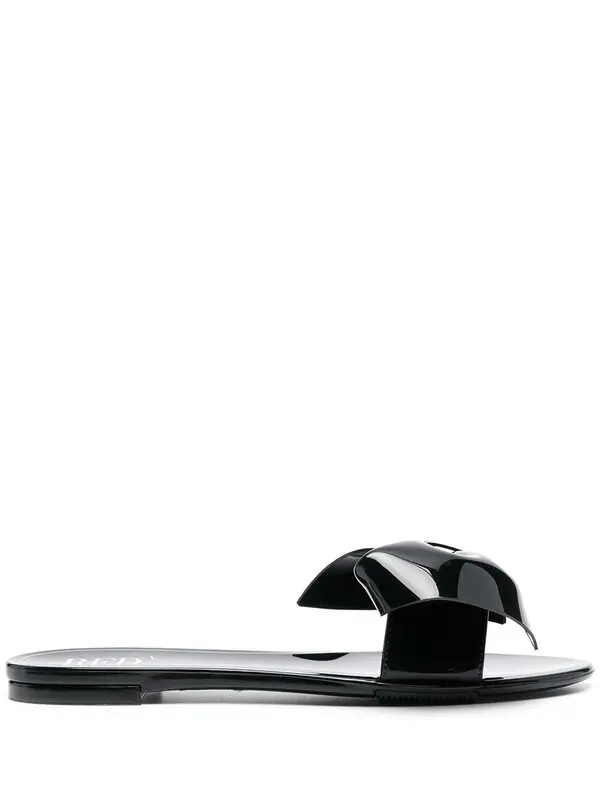 Red Valentino Bow-embellished Rubber Slides - Black