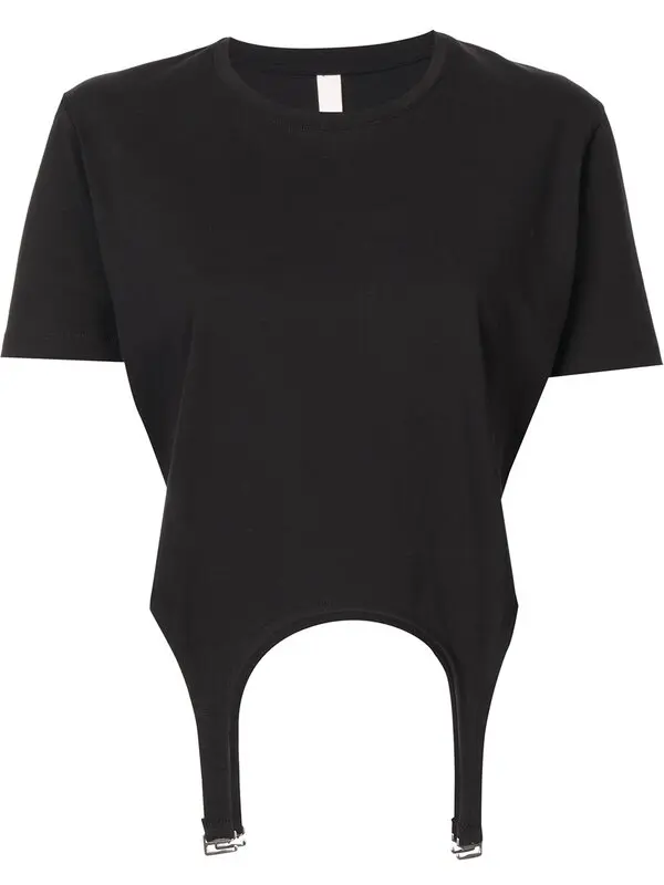 Buy DION LEE Garter-detail Cotton T-shirt - Black At 40% Off