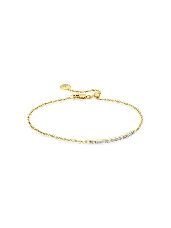 Monica Vinader Skinny Short Bar Diamond Bracelet - Gold