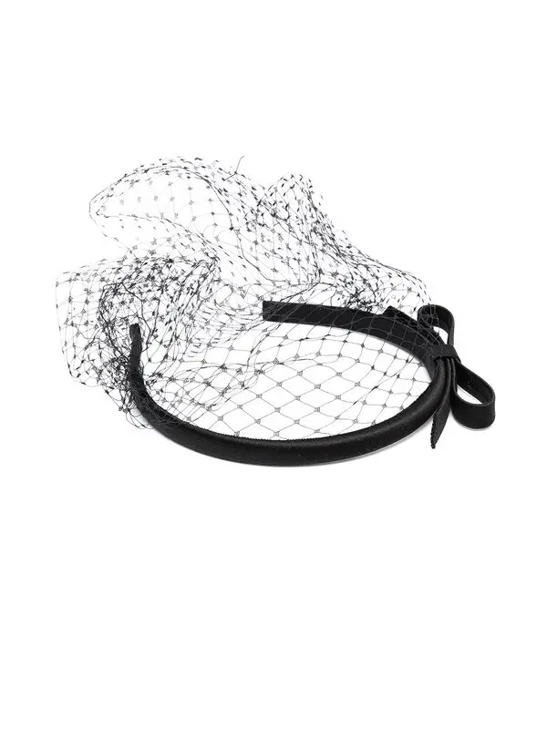 Red Valentino Bow-detail Veil Hairband - Black