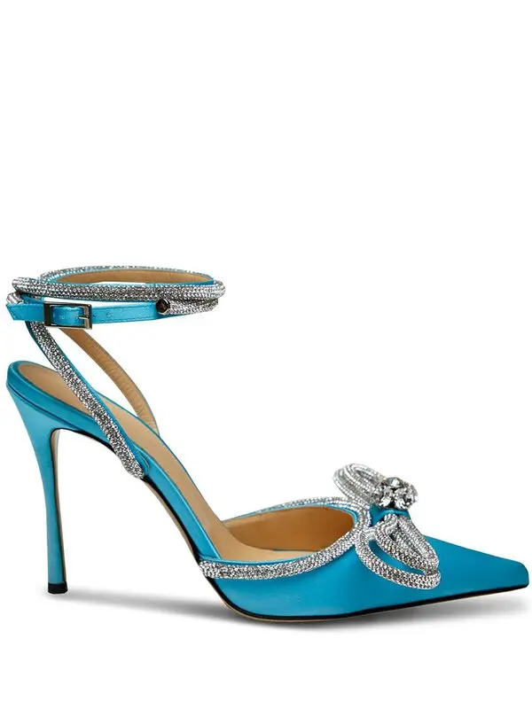 Mach & Mach 110mm Pointed-toe Satin Pumps With Bow Detailing