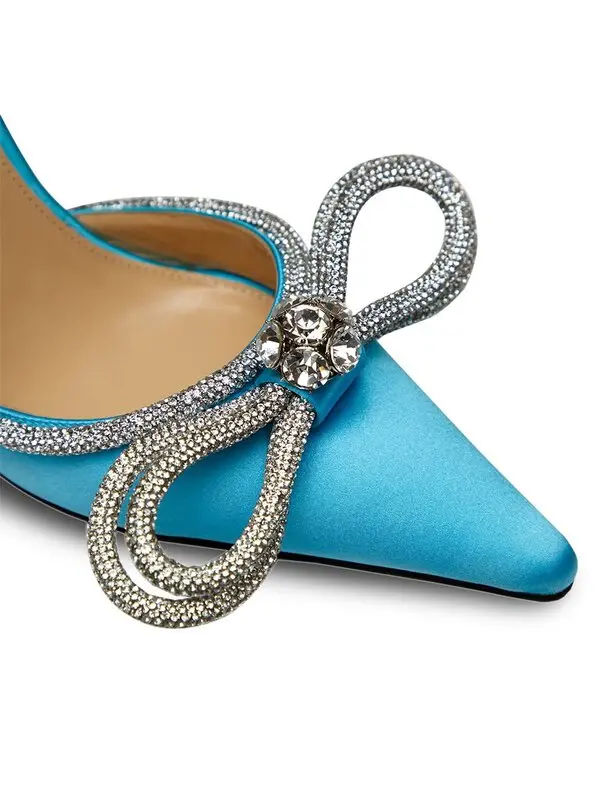 Mach & Mach 110mm Pointed-toe Satin Pumps With Bow Detailing