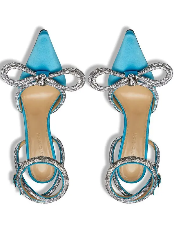 Mach & Mach 110mm Pointed-toe Satin Pumps With Bow Detailing