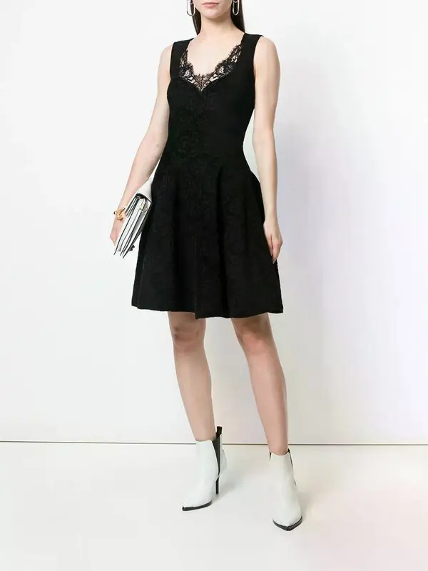 Givenchy Lace-trim Flared Midi Dress - Black