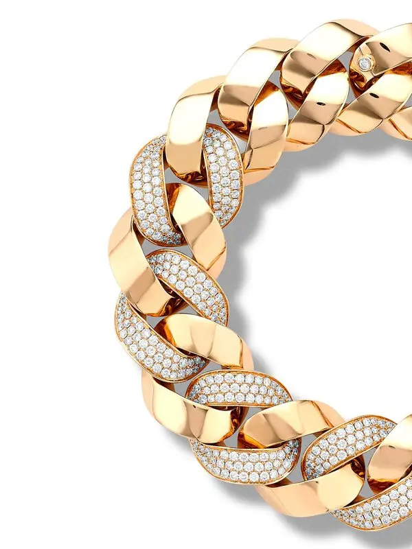 PRAGNELL 18kt Rose Gold Diamond Cuba Medium Chain Bracelet