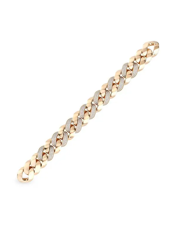 PRAGNELL 18kt Rose Gold Diamond Cuba Medium Chain Bracelet