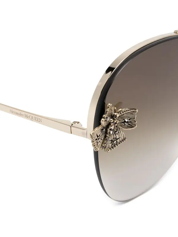Alexander Mcqueen Butterfly Jewelled Pilot-Frame Sunglasses 