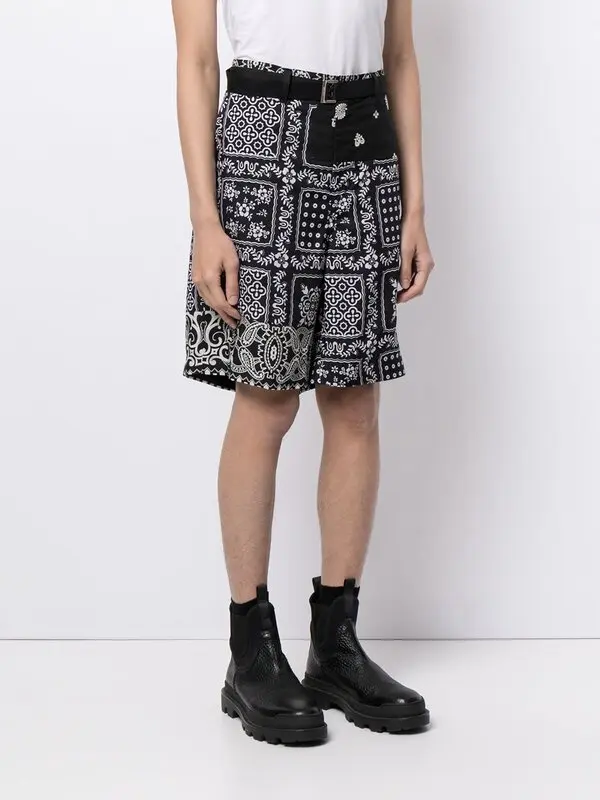 Sacai Bandana-print Cargo Shorts - Black