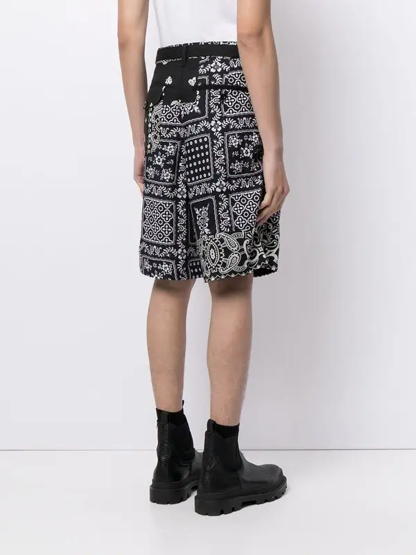 Sacai Bandana-print Cargo Shorts - Black