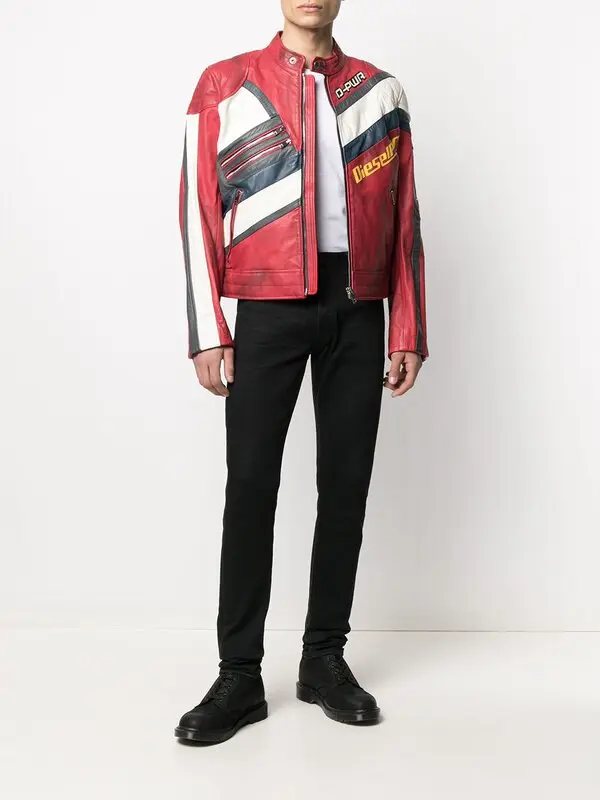 Diesel® Leather Motocro Jacket In Red - 30% Off | Editorialist