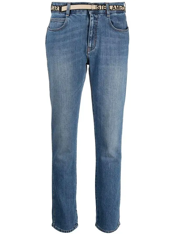 Stella McCartney Logo Tape Slim-fit Jeans - Blue