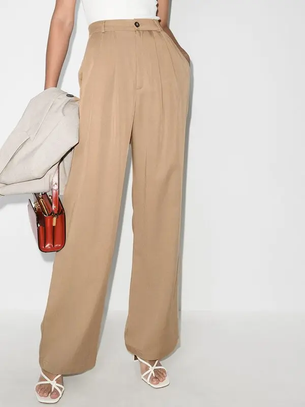 REFORMATION Mason Wide-leg Trousers - Brown