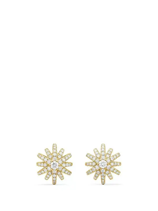 David Yurman 18kt Yellow Starburst Diamond Stud Earrings - Gold