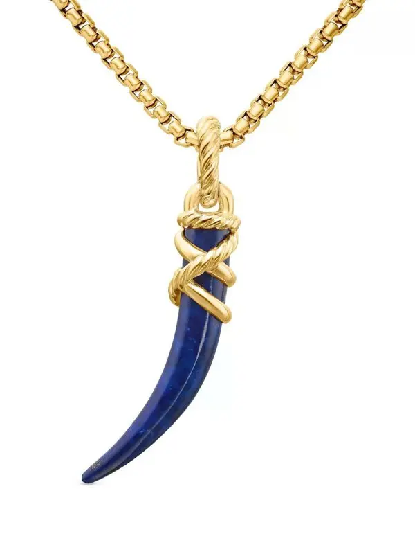 David Yurman 18kt Yellow Lapis Lazuli Tusk Amulet - Gold