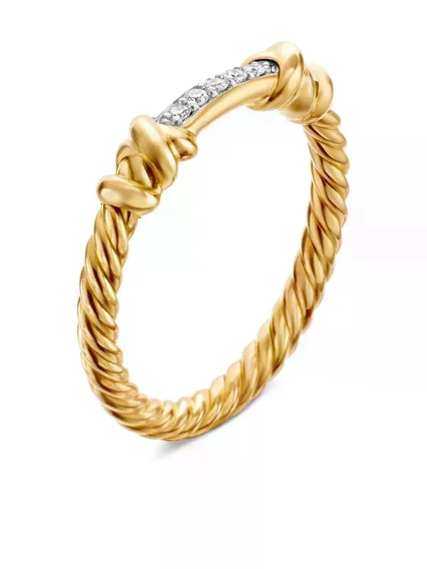 David Yurman 18k Yellow Petite Helena Wrap Diamond Band Ring - Gold