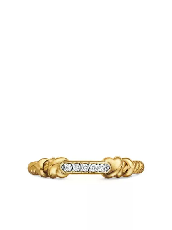 David Yurman 18k Yellow Petite Helena Wrap Diamond Band Ring - Gold