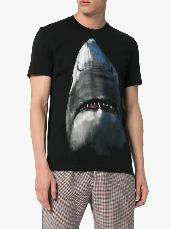 Givenchy Shark Print Cotton Short Sleeve T Shirt In Black - 32