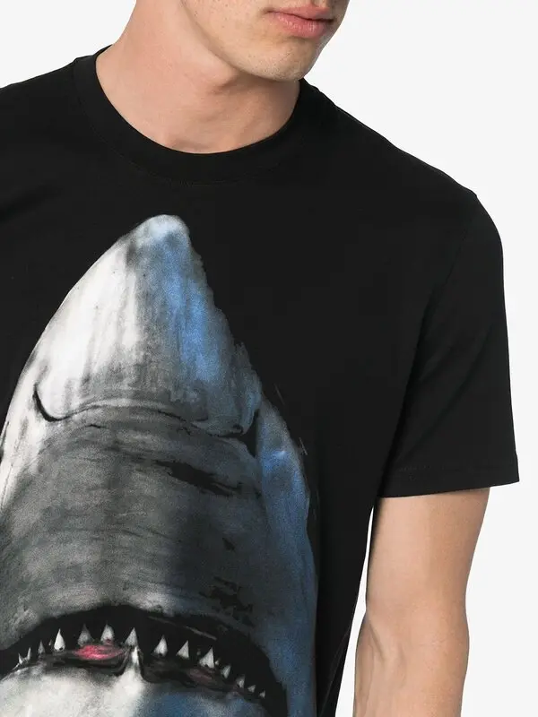 Givenchy Shark Print Cotton Short Sleeve T Shirt In Black - 32