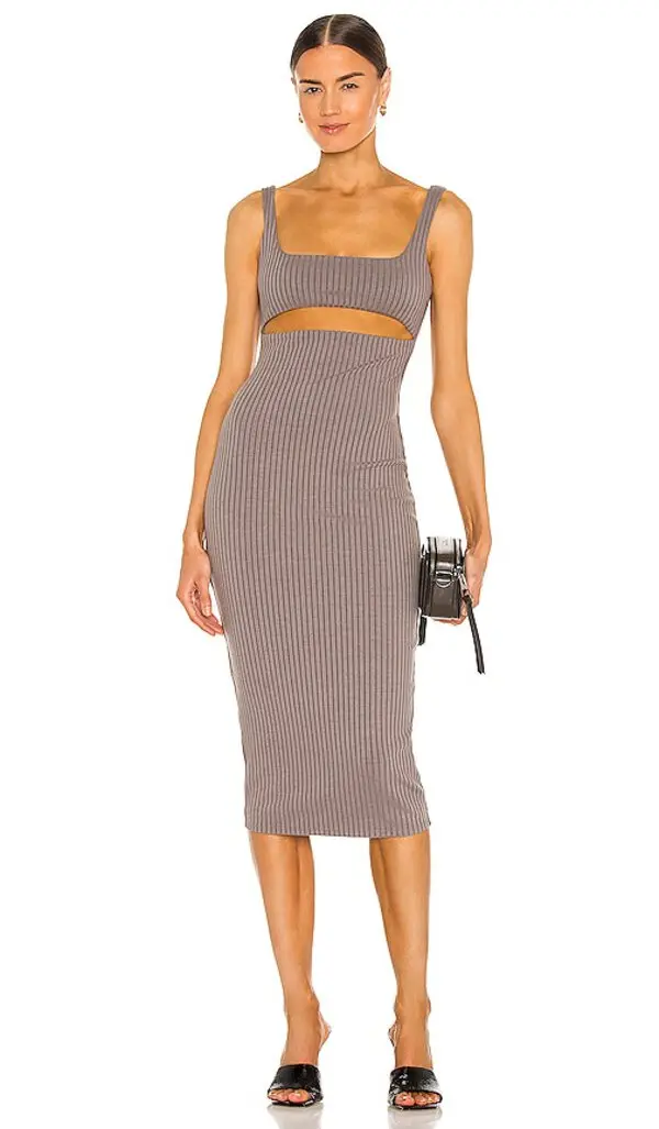 H:Ours Dahlia Midi Dress In Charcoal - 44% Off | Editorialist