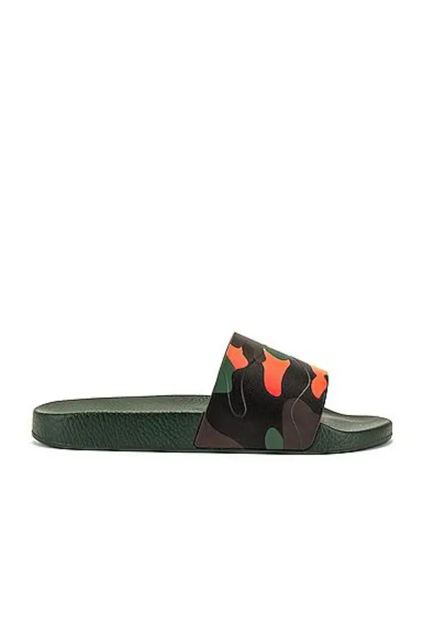 Valentino Garavani Slide Sandal In Abstract,Camo,Green  display picture 1