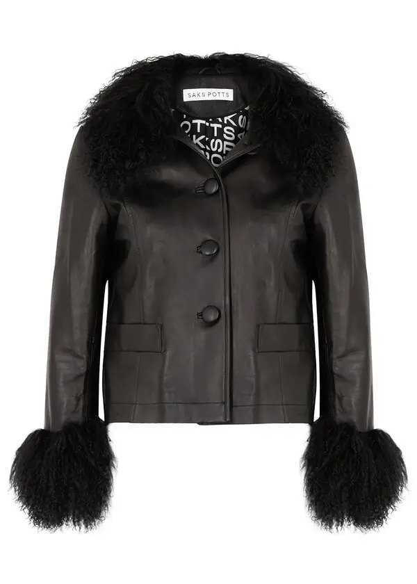 Saks Potts Dorthe Shearling-trimmed Leather Jacket