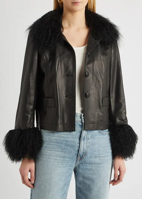 Saks Potts Dorthe Shearling-trimmed Leather Jacket