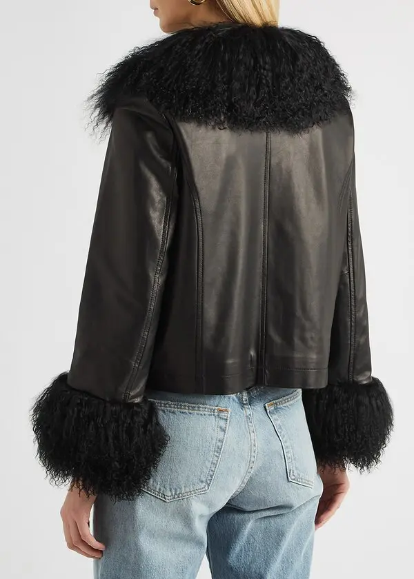 Saks Potts Dorthe Shearling-trimmed Leather Jacket