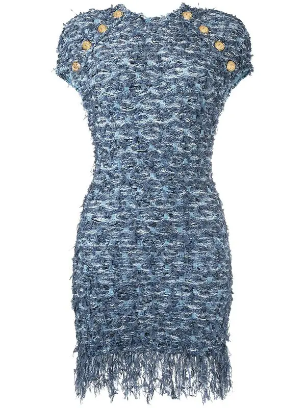 balmain blue tweed dress Frayed In - 40% Off Baby Blue Ruched Lola sizeXL-XXLupdate SIZE:LARGE 12/14 Balmains mini dress feels