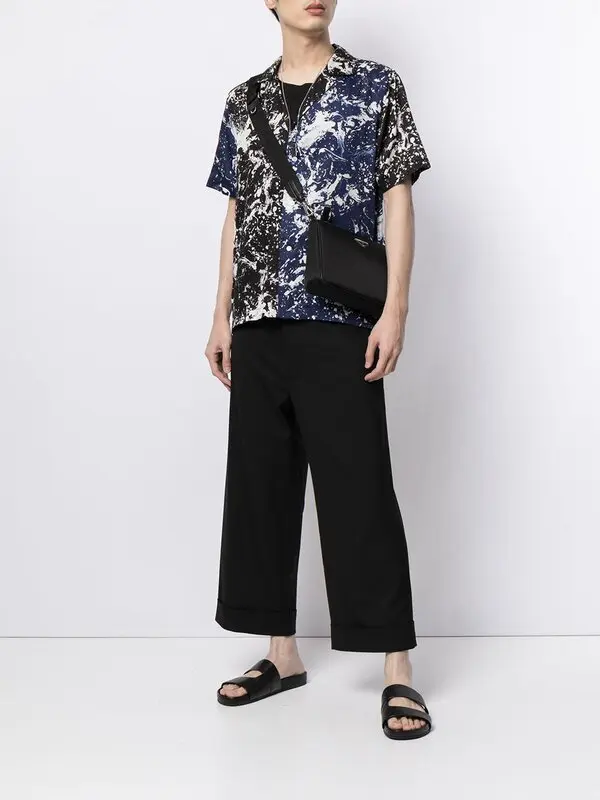PORTS V Marble-print Button-down Shirt
