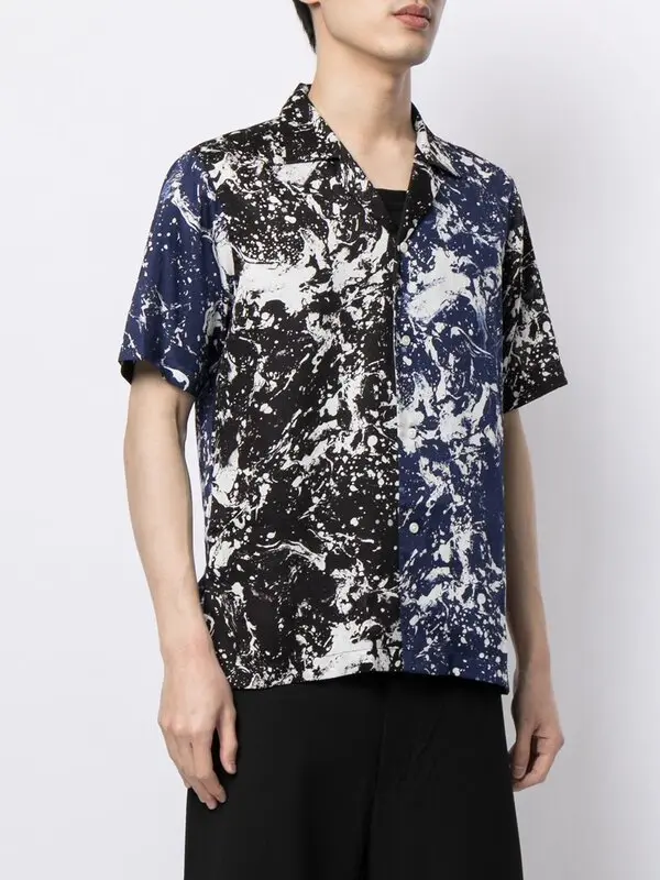 PORTS V Marble-print Button-down Shirt
