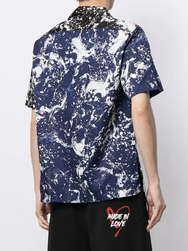 PORTS V Marble-print Button-down Shirt